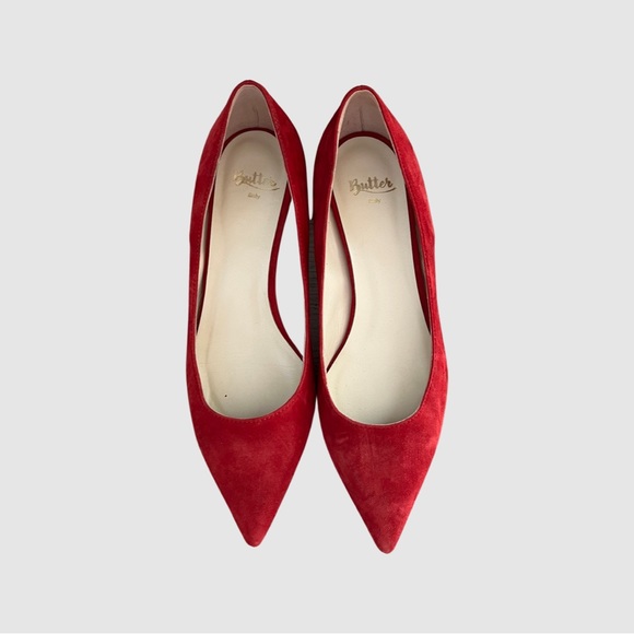 butter LONDON | Shoes | Butter London Red Suede Kitten Heel Pointed Toe ...